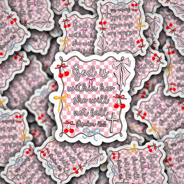 DS - 2425 God is within her she will not fall Die Cut Sticker – It's ...