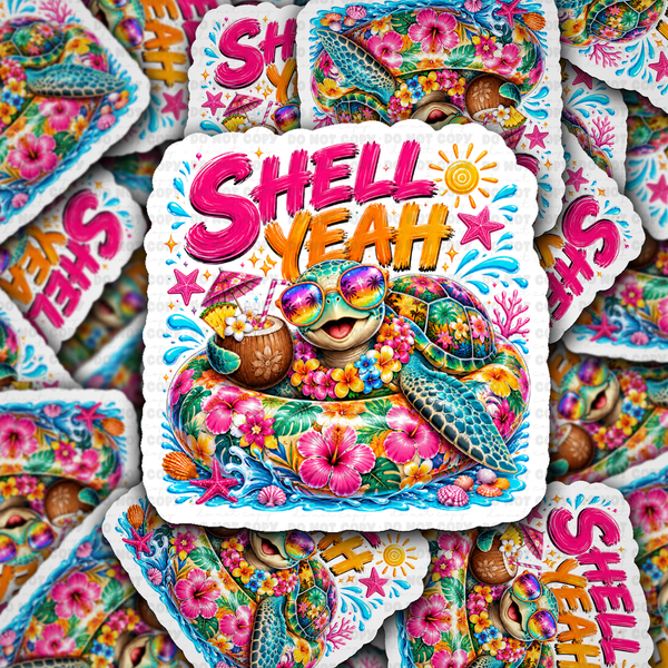 DS 3128 - Shell Yeah Sea Turtle Die Cut sticker – It's Transfer Time