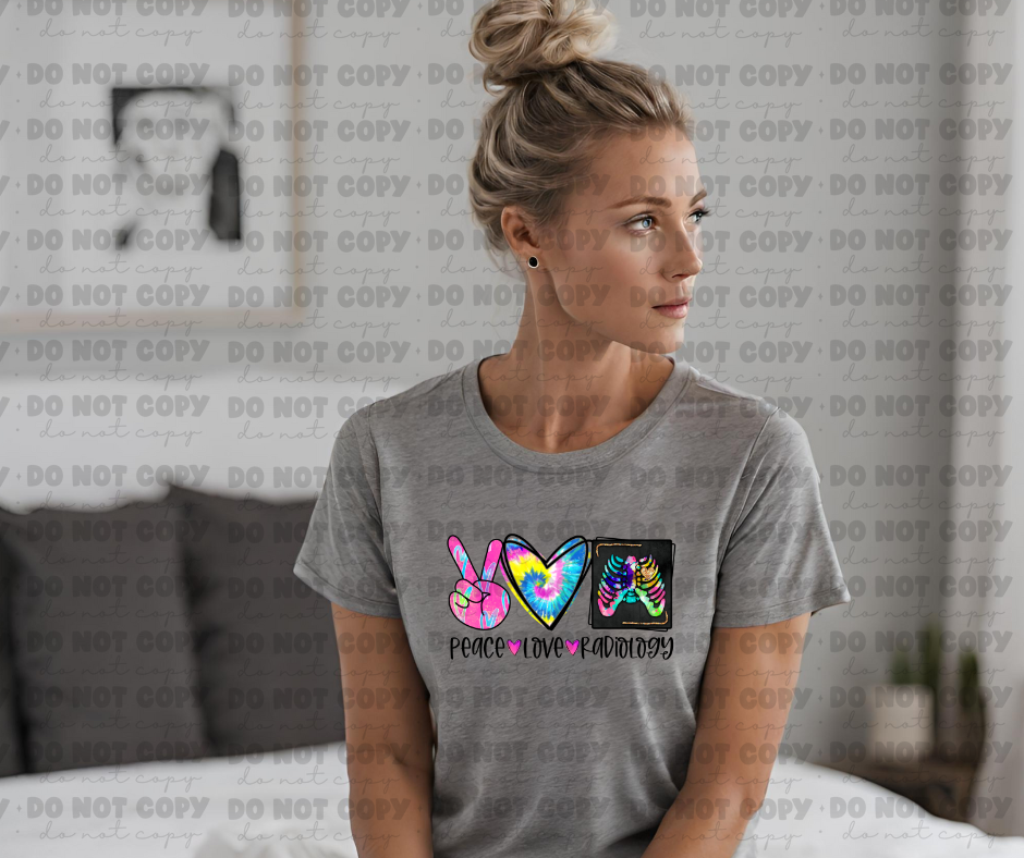 3652 peace love radiology colorful DREAM TRANSFER* DTF – It's Transfer Time